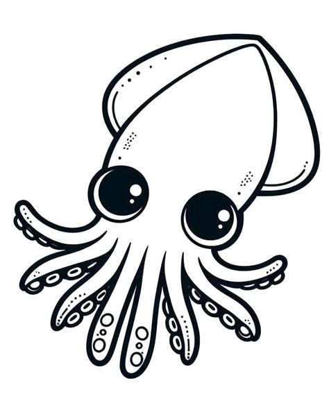 A Cute Squid Coloring Page Download Print Or Color Online For Free