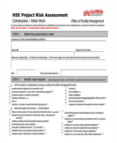 Risk Assessment Form For A Construction Project Bank2home Com