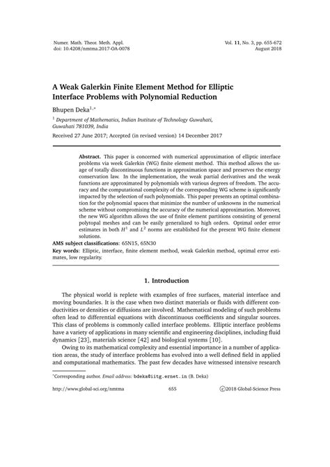 pdf a weak galerkin finite element method for elliptic interface