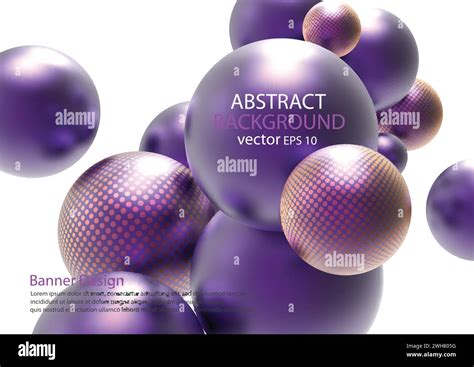 Abstract Background With Balls Realistic 3d Background With Spheres Vector Template Stock