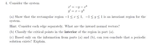 Solved 4 Consider The System X Y 23 Y X Y3 A
