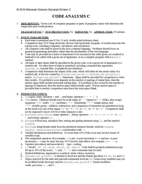 File C Codeanalysis2019 Official Rules Pdf Wiki