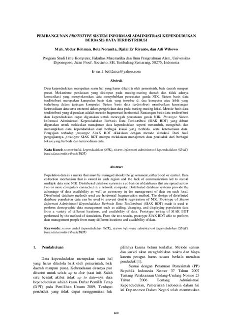 Pdf Pembangunan Prototype Sistem Informasi Administrasi Kependudukan