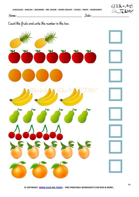 count the fruit worksheets 99worksheets