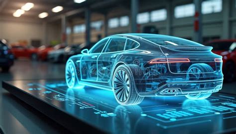 Futuristic Electric Vehicle Tech Industry Concept Virtual Graphic User