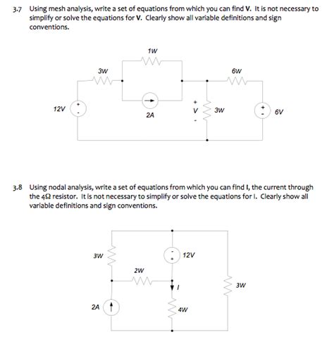 Solved 3 7 Using Mesh Analysis Write A Set Of Equations Chegg Com