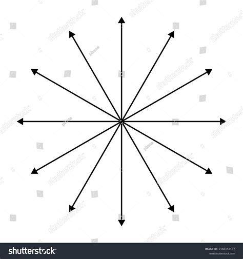 Outspreading Radial Radiating Arrows Diffusion Extension Stock Vector