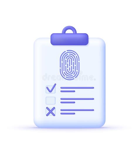 3d Fingerprint Recognition Isolated On White Background Check And Cross Marks Checklist Icon