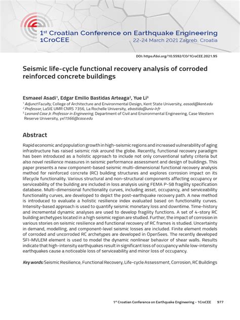 Seismic Life Cycle Functional Recovery Analysis Of Corroded Reinforced Concrete Buildings