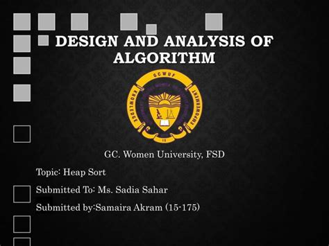 Heap Sort In Design And Analysis Of Algorithms Pptx Programming Languages Computing