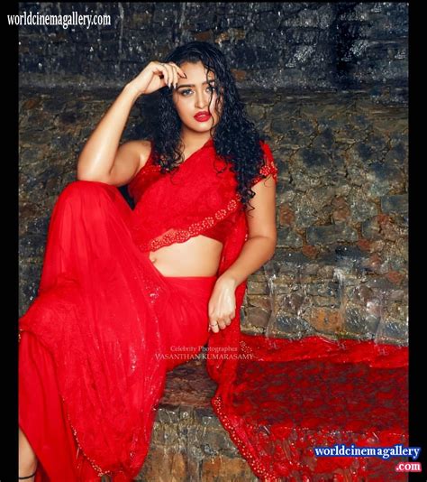 Apsara Rani Hot Red Saree Stills
