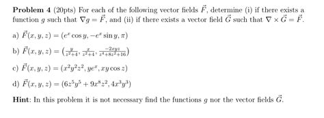 Solved Problem 4 20pts For Each Of The Following Vector Chegg Com