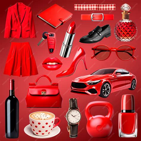 Vibrant Red Objects Collection Premium Ai Generated Psd