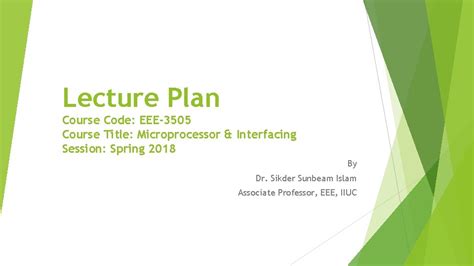 Lecture Plan Course Code Eee3505 Course Title Microprocessor