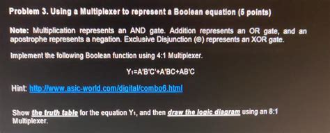 Solved Problem 3 Using A Multiplexer To Represent A Boolean