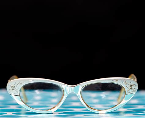 Vintage 1950s Gold Etched Cateye Eyeglass Frames Bold Fashioned