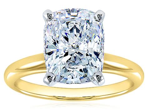 Elongated Cushion Cut Cubic Zirconia Baguette Solitaire Engagement Ring