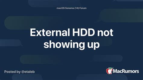 External Hdd Not Showing Up Macrumors Forums