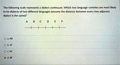 The Following Scale Represents A Dialect Continuum Which Two Language