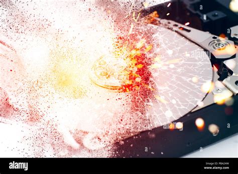 Explosive Hard Disk Drive Hdd Lost Data Memory Of Computer Storage Concept Stock Photo Alamy