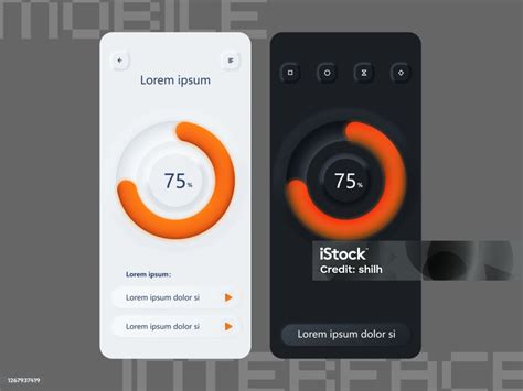Neumorphic Ui 서클 워크플로우 그래픽 요소 디자인 키트에 노성모티즘 스타일 앱 Ui Ux 템플릿 모바일 응용
