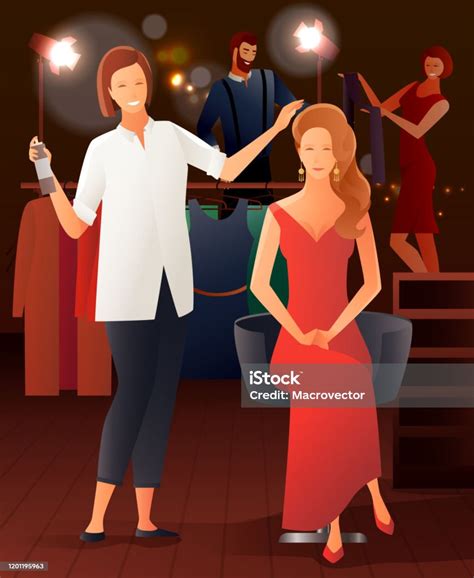 미용사 스타일리스트 이발사 그라데이션 플랫 사람들 구성 개념에 대한 스톡 벡터 아트 및 기타 이미지 개념 거울 고객 Istock