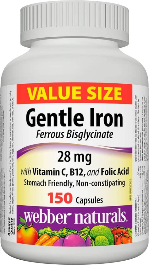 Webber Naturals Gentle Iron Supplement With Vitamin C B12