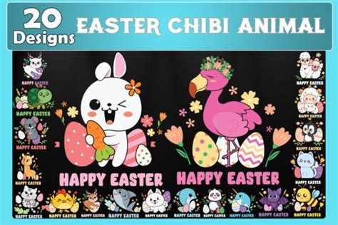 Chibi Easter Bundle Svg 20 Designs Graphic By Bowcys · Creative Fabrica