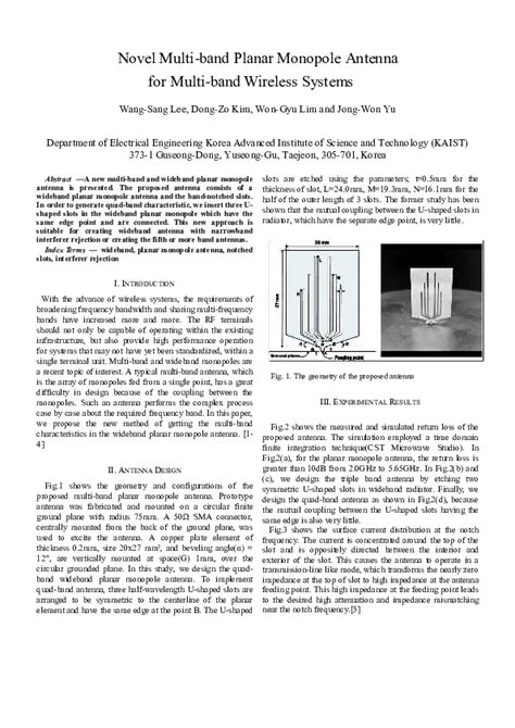Pdf Novel Multiband Planar Monopole Antenna For Multiband Wireless Systems