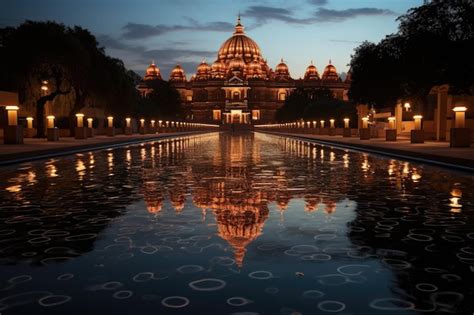 Premium Photo Akshardham Temple In Jaipur Hindu Elegance In Light Of
