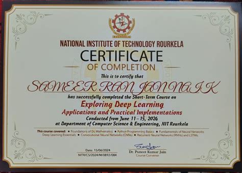 Completed Deep Learning Workshop Sameer Ranjan Naik Posted On The Topic Linkedin