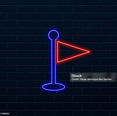 색깔 골프 배너 아이콘은 흰색 배경에 고립되어 있습니다 네온 스타일 골프 장비 또는 액세서리 그림자가 있는 평면으로 채워진 윤곽선 스타일입니다 벡터 검증에 대한 스톡 벡터