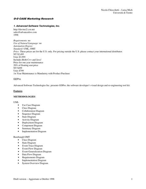 Pdf The Market For Object Oriented Case Tools