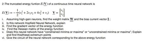 The Truncated Energy Funtion E V Of A Continuous Chegg