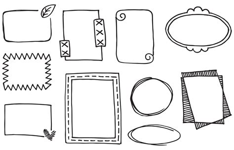 Hand Drawn Set Of Black And White Doodle Rectangle Frames 5724963 Vector Art At Vecteezy