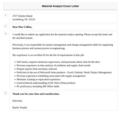 Material Analyst Cover Letter Velvet Jobs