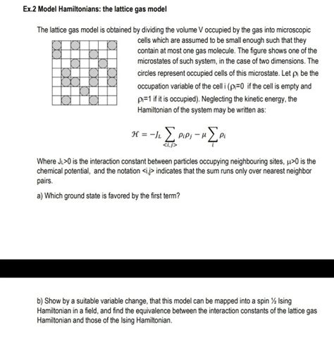 Solved Ex 2 Model Hamiltonians The Lattice Gas Model The