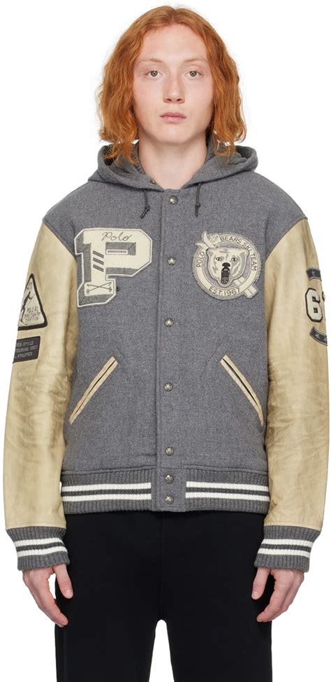 Polo Ralph Lauren Gray Paneled Bomber Jacket Polo Ralph Lauren