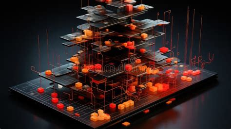 Data Nexus 3d Database Structure With Dynamic Arrows Stock