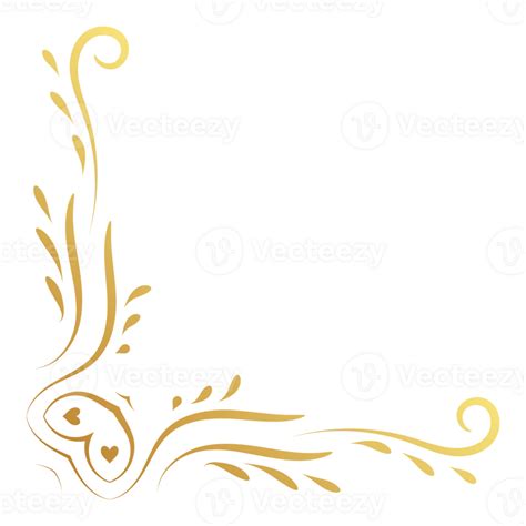 Luxury Vintage Corner Frame Gold Color Element Classic Swirl Divider Pattern Ornament Filigree