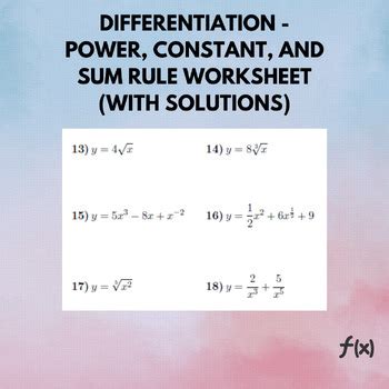 Differentiation Power Constant And Sum Rule By Math W TpT