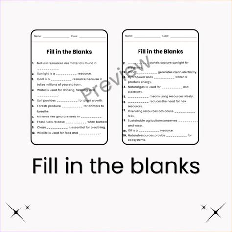 Natural Resources Science Renewable And Nonrenewable Worksheets