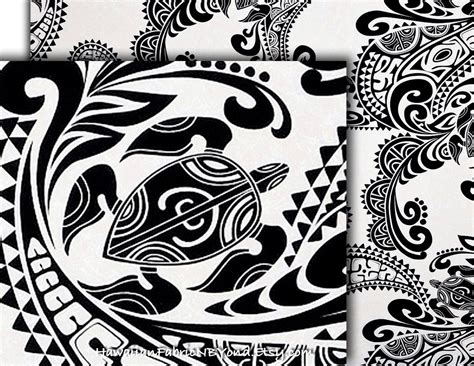 Tapa Turtle Fabric Polynesian Tattoo Design Cotton Fabric