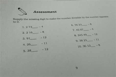 solved assessment supply the missing digit to make the number