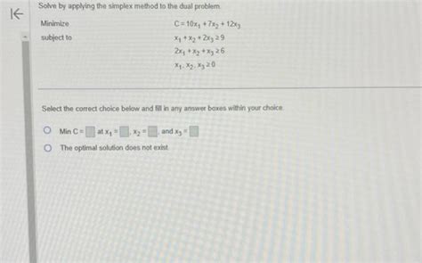 Solved Solve By Applying The Simplex Method To The Dual