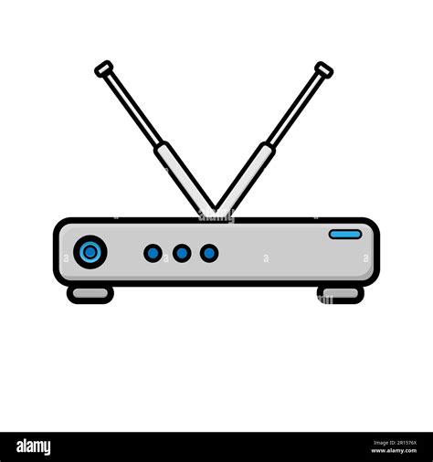 Vector Illustration Of White Flat Icon Of Modern Digital Wi Fi Modem Router For Wireless