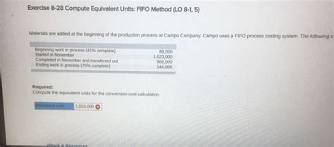 Solved Exercise 8 28 Compute Equlvalent Units FIFO Method Chegg Com