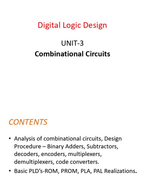 Dld Unit 3 Pdf Logic Gate Electronic Circuits