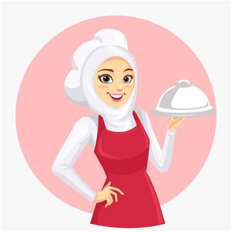 Premium Vector Hijab Chef Woman Desain Logo Ilustrasi Karakter Kartun Hijab