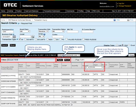 Filtering Rad Transactions